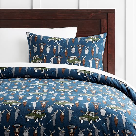 Merry Moose Flannel Duvet Cover + Sham | PBteen