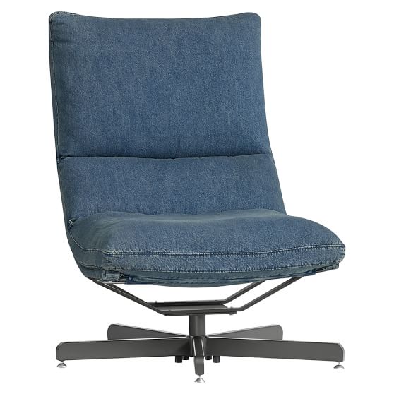 Denim Maverick Swivel Lounge Chair & Ottoman | PBteen