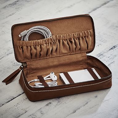 Classic Leather Charging Cord Case, Natural | PBteen