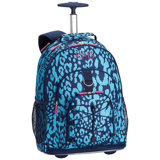 Gear-Up Bright Blue Cheetah Rolling Backpack | PBteen