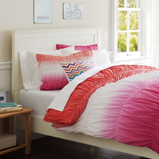 Surf Dip Dye Ruched Duvet Cover + Sham | PBteen