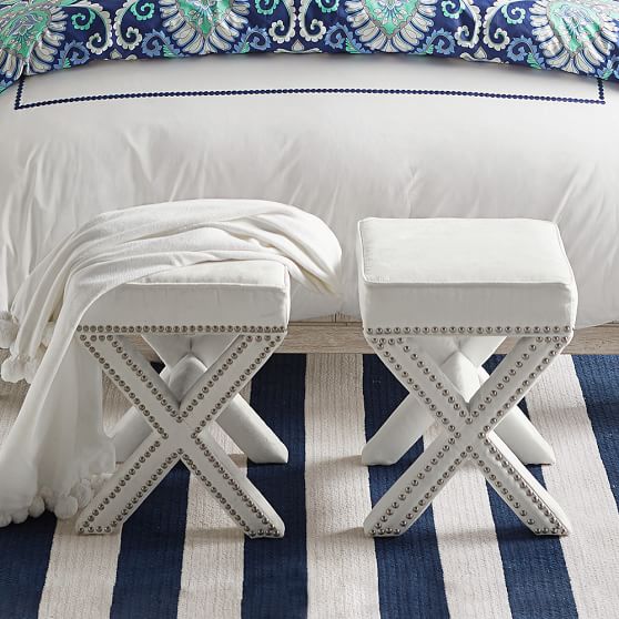 Studded X-Frame Ottoman Stool | PBteen