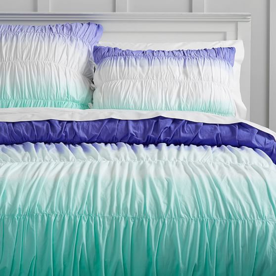 Surf Dip Dye Ruched Duvet Cover + Sham | PBteen