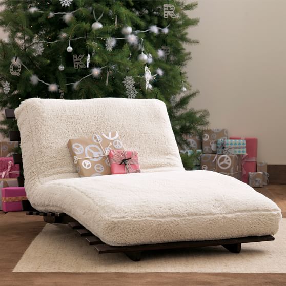 Sherpa Faux Fur Fleece Futon | PBteen
