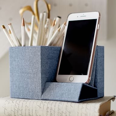 Fabric Phone Holder, Chambray | PBteen