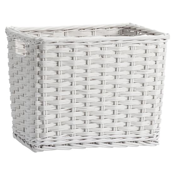 Woven Wicker Baskets, White | PBteen