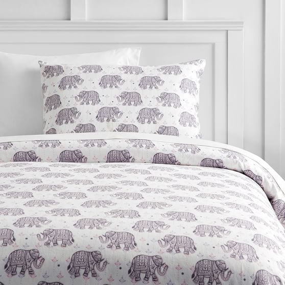 Winter Elephant Flannel Duvet Cover + Sham | PBteen