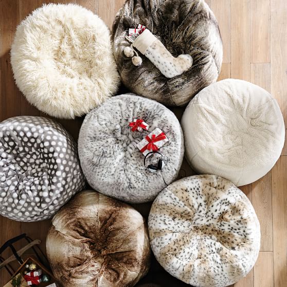 Ivory Furlicious Faux-Fur Beanbags | PBteen