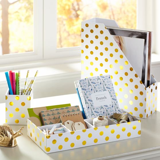Printed Paper Desk Accessories - Gold Dot | PBteen