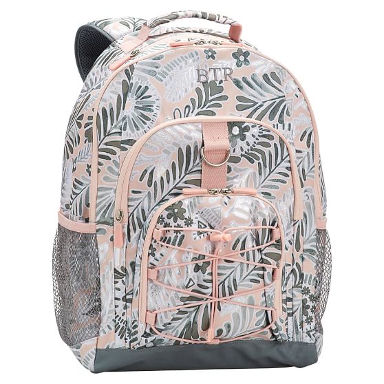 Gear-Up Gray Peach Metallic Feather Backpack | PBteen