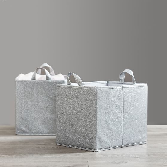 Silver Glitter Storage Bins | PBteen