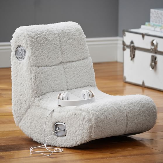 Ivory Sherpa Faux-Fur Mini Rocker Speaker Chair | PBteen