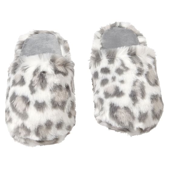 Faux Fur Slippers, Gray Cheetah | PBteen