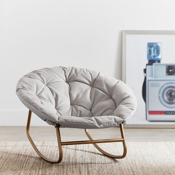 Gray Velvet Hang-A-Round Rocking Chair | PBteen