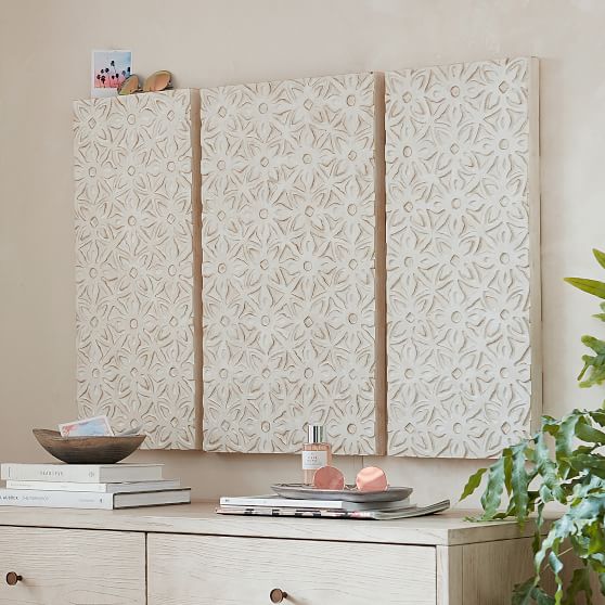 Wood Carved Triptych Art | Wall Decor | Pottery Barn Teen