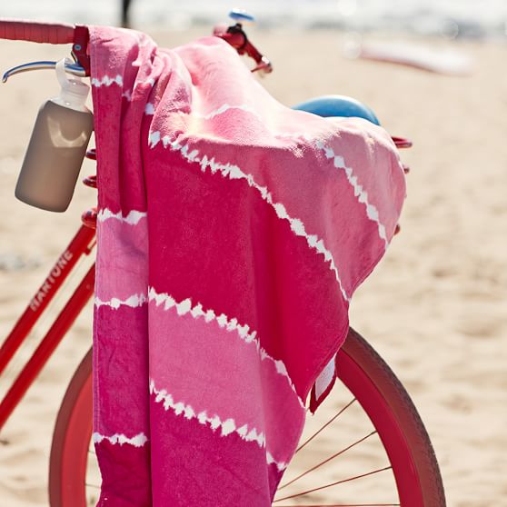 Pink Tie Dye Stripe Teen Beach Towel | Pottery Barn Teen