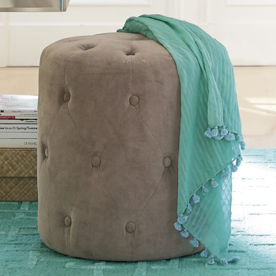 Velvet Tufted Vanity Stool | Teen Vanity | Pottery Barn Teen