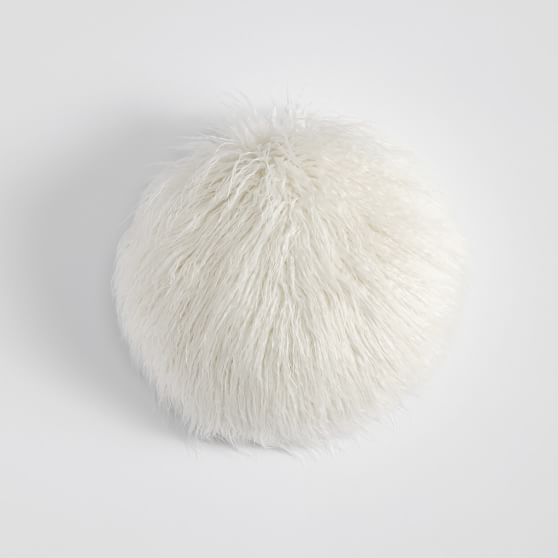 Faux Fur Mongolian Round Dorm Pillow | Pottery Barn Teen