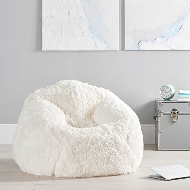 Inflatable Faux-Fur Ivory Chair | Pottery Barn Teen