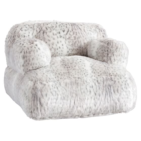 Gray Leopard Faux-Fur Eco Lounge Chair | Pottery Barn Teen