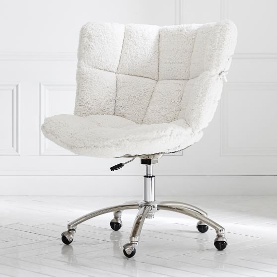 Ivory Sherpa Glove Swivel Chair| Teen Desk Chair | Pottery Barn Teen